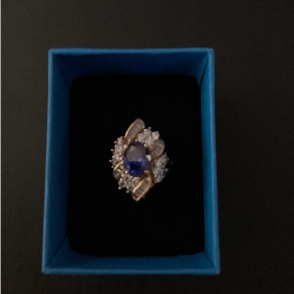 JTV | Jewelry | Jtv Gold Ring With Blue And White Accents Nwot | Poshmark
